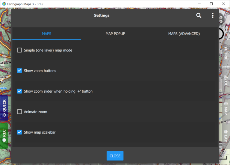 Map manager settings – Cartograph Maps